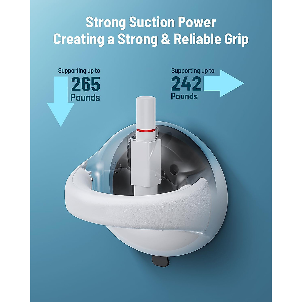 Grab Bars for Bathtubs and Showers, Suction 530 lbs Shower Handles for Elderly Suction, Shower Grab Bars for Seniors, Shower Bars Safety, White, 2 Pack