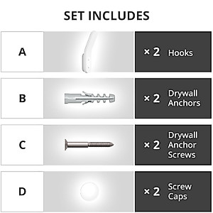 X-Protector Coat Hooks - 2 pcs Set, White - Mango Wood Wall Hooks for All Purposes - Unique Coat Hooks Wall Mount - Premium Decorative Wall Hooks - Heavy-Duty Closet Hooks Wall Mount for Any Clothes!