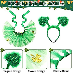 6 Pcs Dog St Patrick's Day Costume Pet Green Shamrock Headbands Dog Tutu Skirts and Buffalo Plaid Pet Bandanas Dog Dress Tutu Clover Headbands for St. Patrick's Day Pets Dogs Accessories Photo Props