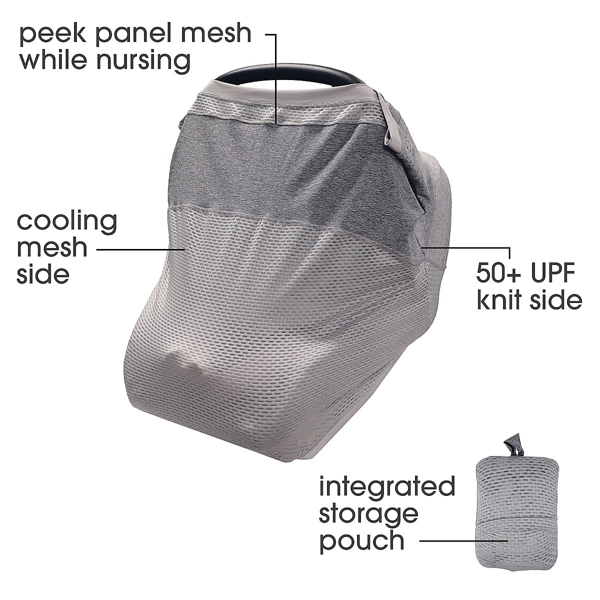Boppy 4 and More Multi-use Cover, Pearl, Quick-Dry UPF 50+ Knit and Breathable Mesh, Versatile for Car Seat Canopy, Nursing Cover, Infant Strollers, Shopping Carts, Highchairs and More