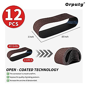 12 Pcs 3 x 18 Inch 40 Grit Sanding Belts Sander Belts - 3x18 in