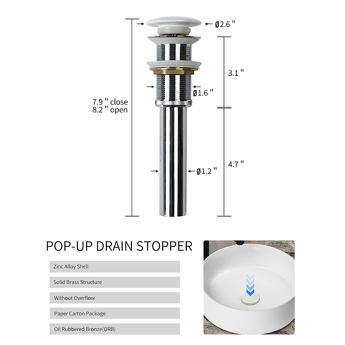 Bathroom Vessel Sink - SENTANI 14.4" Round Modern Above Counter Bathroom Sink - Porcelain Ceramic Vessel Vanity Sink Art Bowl Basin - Matte White