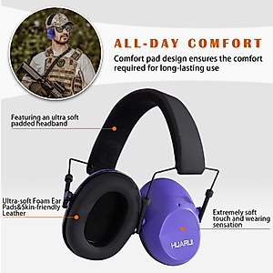 HUARUI Noise Cancelling Ear Muffs, Ear Protection Safety Earmuffs for Shooting, Noise Reduction for Adults Kids Autism Hearing Protection (Light Purple)