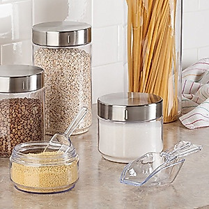 iDesign Large Plastic Scoop Measuring Cups – Set of 4, Pet Food, Coffee Grounds, Versatile Scoop, 2.25" x 1.25" x 6.5", 1/3 Cup, Clear