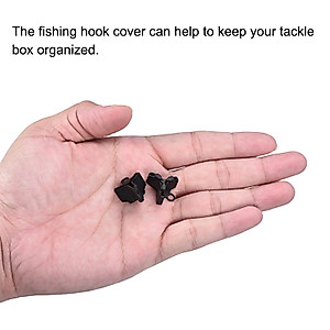 PATIKIL Fishing Hook Bonnets, 50 Pack Plastic Treble Hook Covers Hook Safety Caps Protectors Fit for Standard Size 6, 7, 8, Black