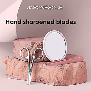JAPONESQUE Limited Edition 3-Piece Value Brow Set, Includes - Slant Tweezer, Stainless Steel Brow Scissors, & Touchup Mirror