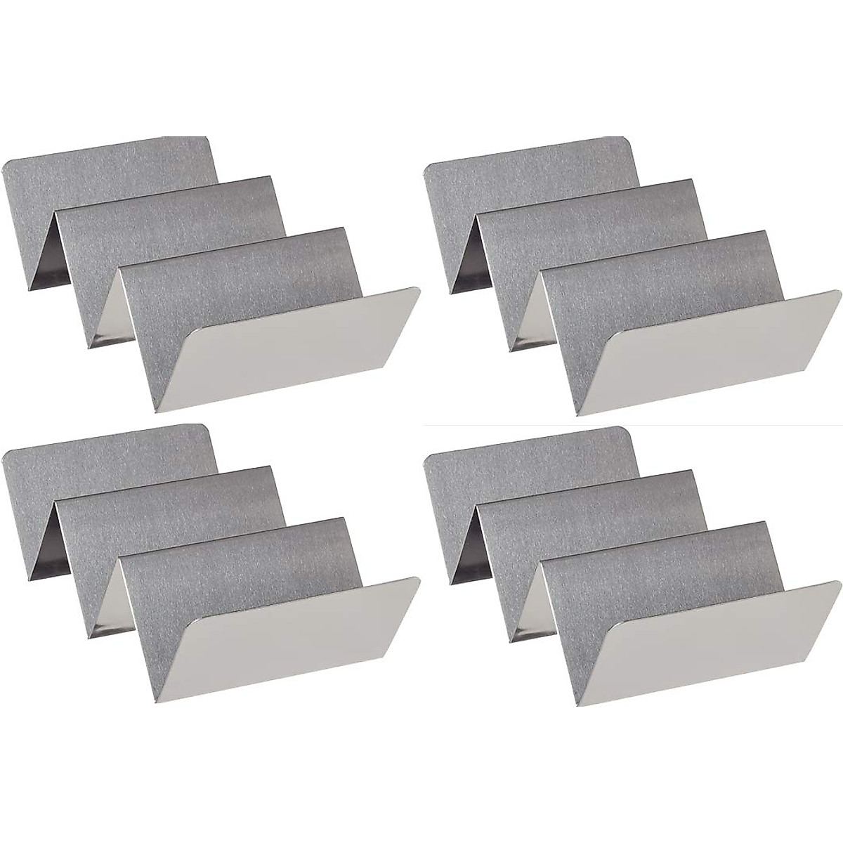 Set of 4 Metal Taco Holders - Stainless Steel Taco Trays- Dishwasher, Oven, and Grill Safe - Great for Sandwiches and Hotdogs too (4)