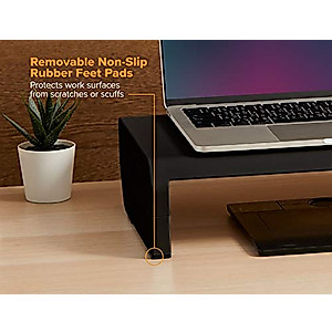 Bostitch Office Konnect Adjustable Monitor Stand Riser, Laptop Stand, 4 Height Adjustments, Built-in Cable Management, Rubber Feet - Black