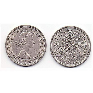 Royal Mint 1963 English Sixpence -- Lucky Wedding Coin -- with A Sixpence in HER Shoe