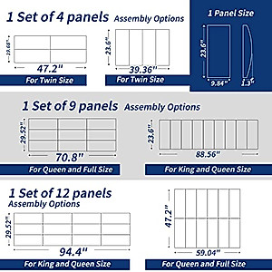 Art3d Peel and Stick Headboard for King, Full and Queen in Velvet Smoky Gray, Pack of 12 Panels Sized 9.84" x 23.62", Soundproof Wall Panels 3D, Upholstered Wall Panel