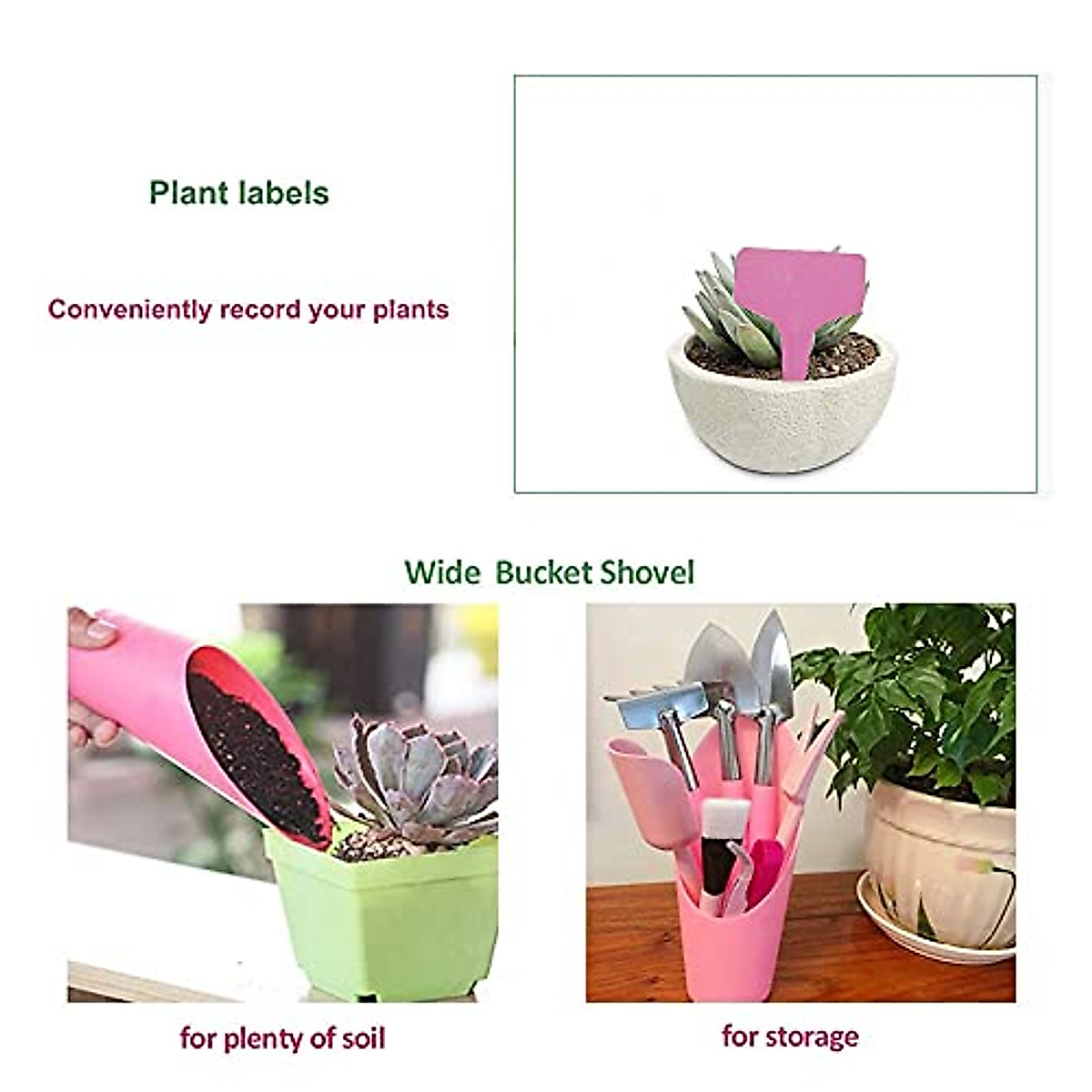22 Pieces Succulent Planting Tools Kit, Mini Gardening Hand Tools Set - Potting,Cactus, Bonsai, Transplanting Tools + PU Nylon Gloves Coated Palm Anti-Static + Gardening Mat (Pink)_AB