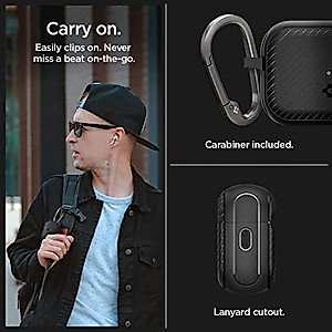 Spigen Mag Armor (Mag Fit) Designed for AirPods Pro 2nd Generation Case (USB-C/Lightening Cable) MagSafe Compatible Case Cover with Keychain (Magnets Embedded) - Matte Black
