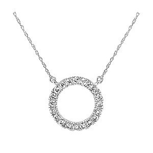 Women's 1/5 Cttw Diamond Necklace in 10K White Gold, Diamond Circle Pendant Necklace with 16-18 Inch Adjustable Chain, Gold Necklace for Women, (H-I Color, I2 Clarity), by Brilliant Expressions