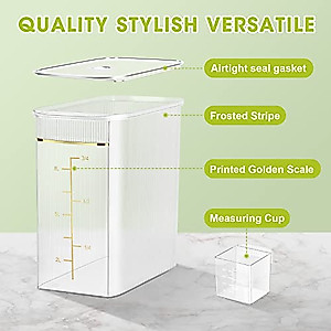 TBMax Rice Storage Container 20 Lbs, Crystal-Clear Large Food Container Rice Holder Bin with Measuring Cup for Flour, Sugar, Oatmeal, Kitchen Pantry Organization and Storage