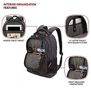 SwissGear Cecil 5505 Laptop Backpack, Charcoal, 18-Inch