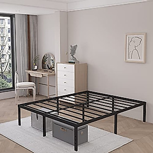 DURISO California King Size Bed Frame 14 Inch Tall California King Platform Heavy Duty Sturdy Metal Steel Max 3500lbs Easy to Assemble No Spring Box Needed No Noise Black