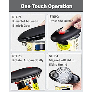 Electric Can Opener for kitchen, Handheld Battery Powered Can Opener with Smooth Edge, Small Portable One Touch Automatic Can Opener with Stainless Steel Blade, Gifts for Seniors with Arthritis
