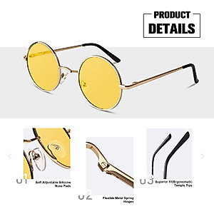 Sunier Round Sunglasses Men Women Shades Polarized Hippie Lennon Retro Circle UV400 Sun Glasses