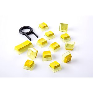 GUNMJO Crystal Pudding Keycap for Gaming Keyboard with Cherry MX Switches, ABS Translucent Keycaps for Backlit Mechanical Keyboard, OEM Profile 104 Keys with 6.25U Space Bar, Painted Yellow Color