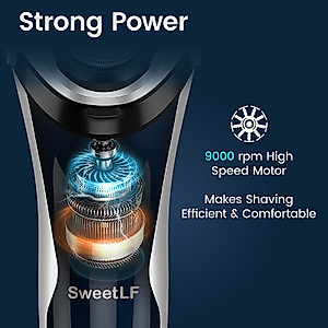 SweetLF Electric Shavers for Men(Plus 3 Blades),Electric Razor for Men,Men’s Electric Shavers Wet & Dry Rotary Shavers, Rechargeable/100% IPX7 Waterproof/Pop-up Trimmer/Cordless Floating Head