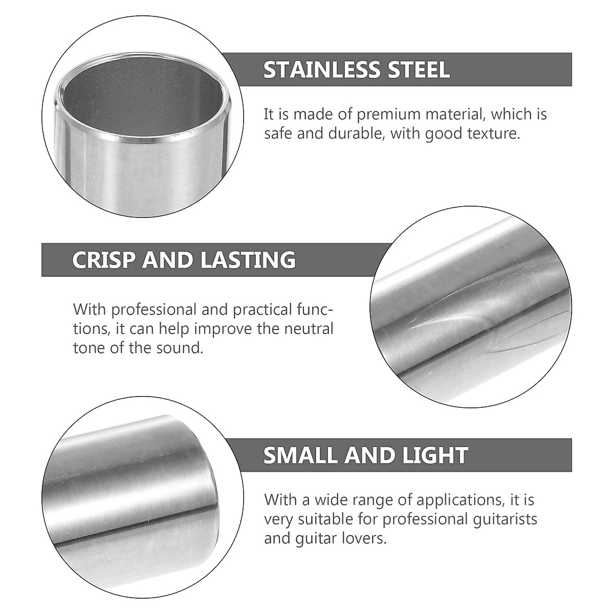 2 Pcs Guitar Slider Banjo Accessories Firm Guitar Slide Metal Slide Guitar Finger Slide Professional Guitar Slide Standard Guitar Slide Guitar Bar Stainless Steel Major Slide Rail