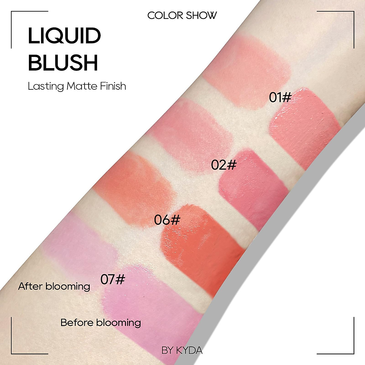 KYDA Liquid Blush, Matte Tinted for Cheeks, Lasting Dewy Finish, High Pigment Soft Creamy Blush, Blendable Lightweight Cover-Cool Pink