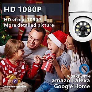Safecam 360 Light Bulb Security Camera 2.4g Wifi,Light Bulb Cameras,Lightbulb Security Camera Outdoor Motion Tracking Alarm,Light Socket Security Camera Ptz View Google Home Tuya Smart With Alexa
