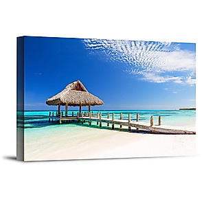 Over water bungalows Personalized Canvas or Photo Print and Framed Art Artwork with Couple's Names Special Date and Your Own Message on, Great Gift for Anniversary,Wedding,Birthday