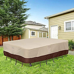 Vailge Waterproof Patio Furniture Set Cover, Lawn Patio Furniture Cover with Padded Handles, Patio/Outdoor Table Cover, Patio/Outdoor Dining Rectangular Table Chairs Cover Medium