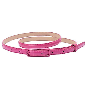 Selighting Women's Solid Color Faux Leather Skinny Belts for Dresses (One Size, Rose)