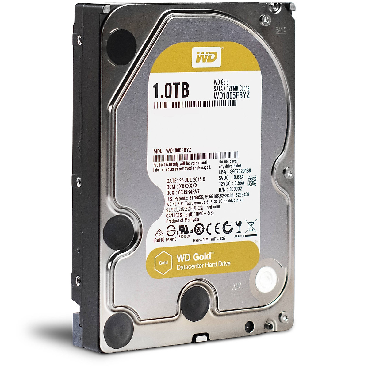WD Gold 1TB Enterprise Class Hard Disk Drive - 7200 RPM Class SATA 6 Gb/s 128MB Cache 3.5 Inch - WD1005FBYZ (Renewed)