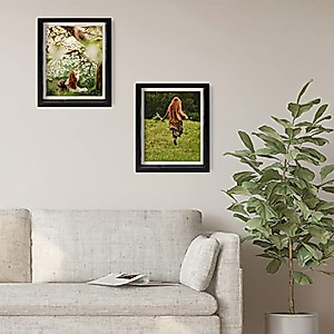 WIFTREY Black 8x10 Floating Picture Frame 2 Pack, Double Glass Distressed Floating Photo Frame for Tabletop or Wall Mount, Displays Photo up to 10x12