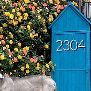 5" Zinc Alloy Floating House Number, Metal Modern House Numbers, Garden Door Mailbox Number Sign with Nail Kit, Coated Glossy Silver, Durable Visibility Signage,2