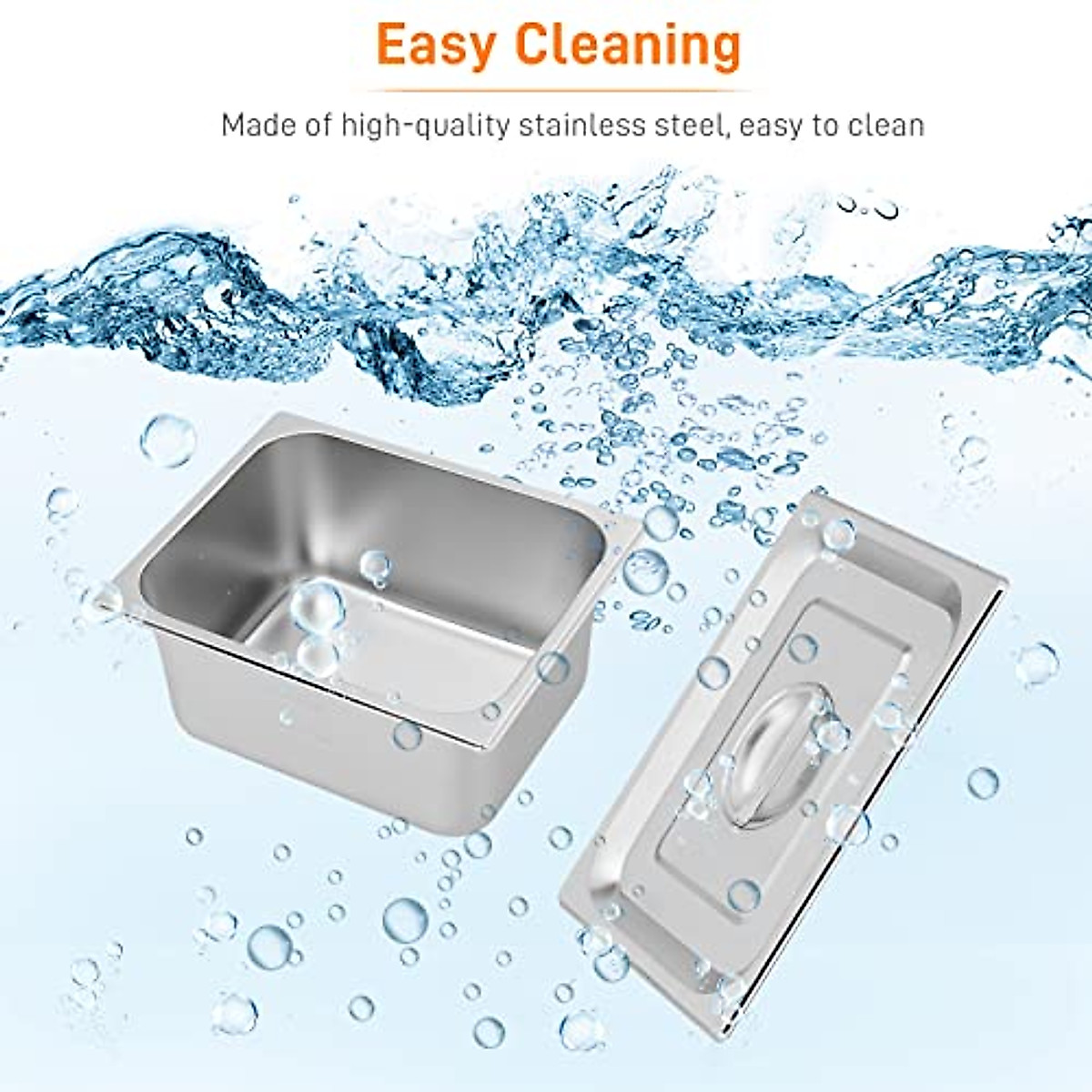 ROVSUN 21QT Electric Commercial Food Warmer, 2-Pan Steam Table 10.6 QT/Pan Stainless Steel Bain Marie Buffet Countertop with Temperature Control & Lid for Parties, Catering, Restaurants 110V