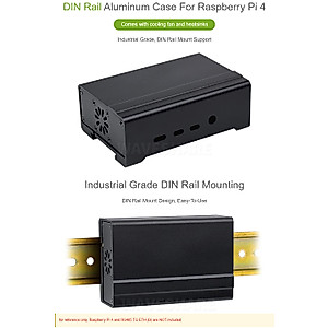 Waveshare DIN Rail Aluminum Case for Raspberry Pi 4 with Cooling Fan and Heatsinks