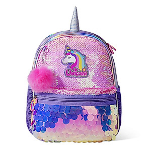 SUNVENO Girls Unicorn Backpacks Preschool Girls Bag Sequins School Bag Toddler Backpack Animal for Children 3-8 Yrs, 12* 10* 4.5", Pink