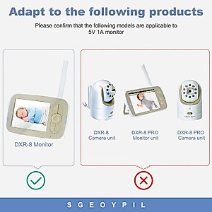 SGEOYPIL 5V Charger for Monitor Unit, 9.8ft Safe Power Compatible with Infant Optics Baby DXR-8 Video Monitor Replacement Original AC Adapter Cord (for 2019 Version DXR-8 or Later)