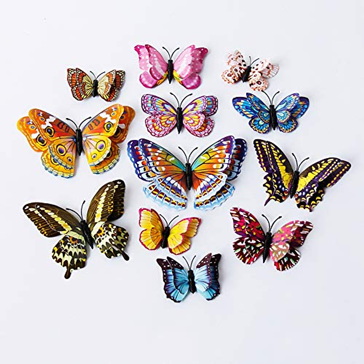 Somotersea 24PCS Luminous 3D Butterfly Wall Decals Removable Butterfly Decor for Girls Stickers Kids Bedroom and Room Decoration Art Mural Double Wings