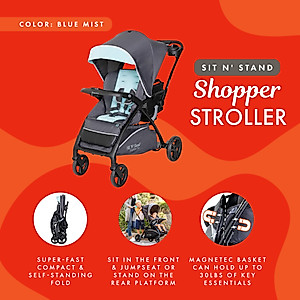 Baby Trend Sit 'N Stand 5 in 1 Shopper Stroller, Blue Mist