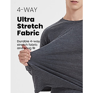 Iguana Mens 100% Merino Wool Base Layer Sets for Ski Lightweight Thermal Underwear Heather Grey