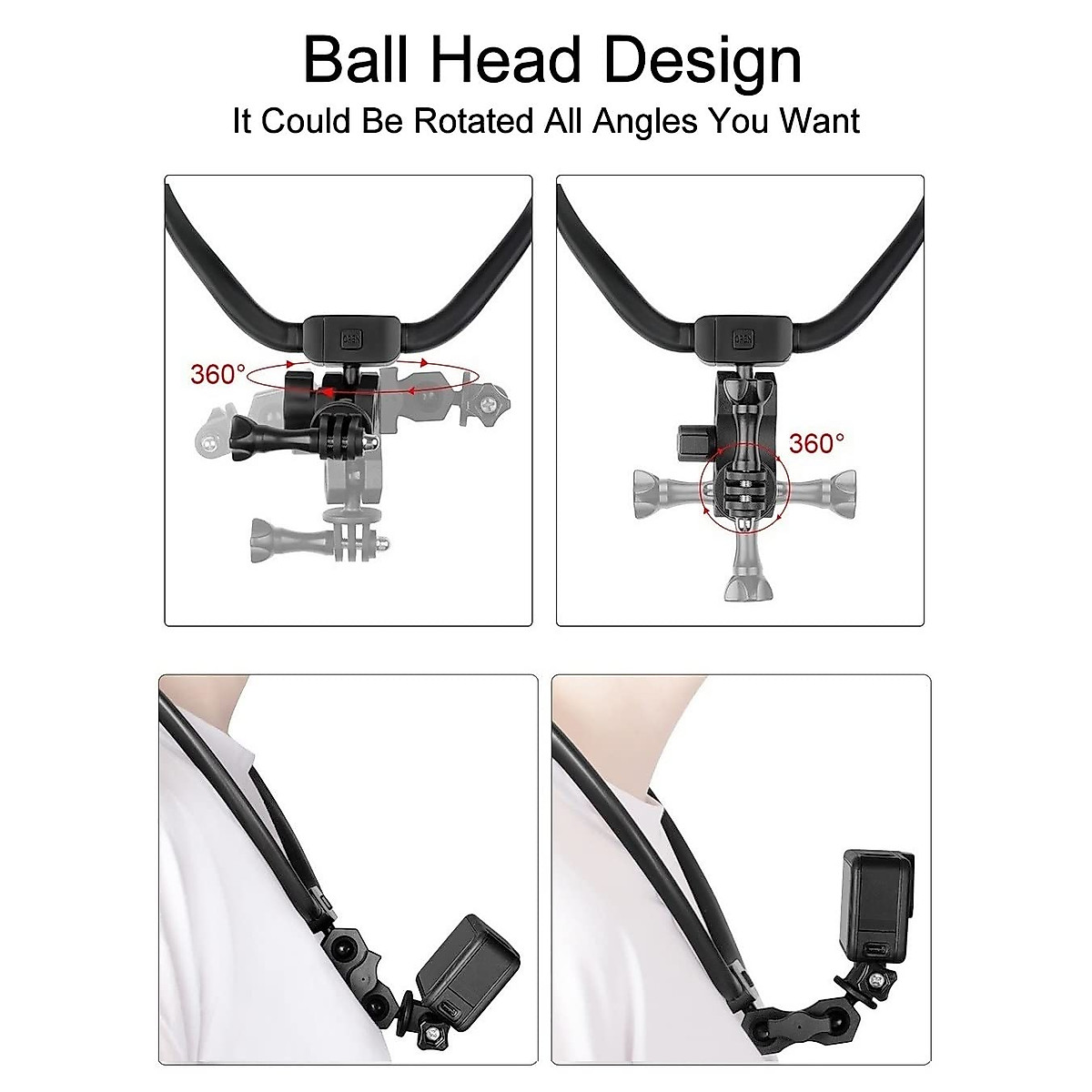 Taisioner POV Neck Mount Necklace Holder Chest Strap for Smartphone GoPro AKASO DJI Action Camera and Smart Phone Video Record Accessories