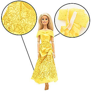 ONEST 30 Pieces Princess Doll Clothes and Accessories for 11.5 Inch Girl Doll Include 10 Pieces Princess Dresses, 10 Pairs Shoes and 10 Pieces Necklaces - Litter Girls Gift
