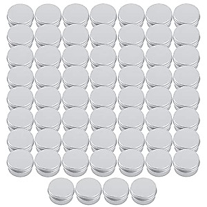 Tosnail 60 Pieces 1 oz Containers with Lids, Lip Balm Containers, Tin Cans with Lids Small Candle Jar Metal Tin Containers Salve Tins