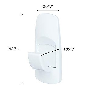 Command Jumbo Utility Hooks, Damage Free Hanging Wall Hooks with Adhesive Strips, No Tools Wall Hooks for Hanging Decorations in Living Spaces, 2 White Hooks and 4 Command Strips