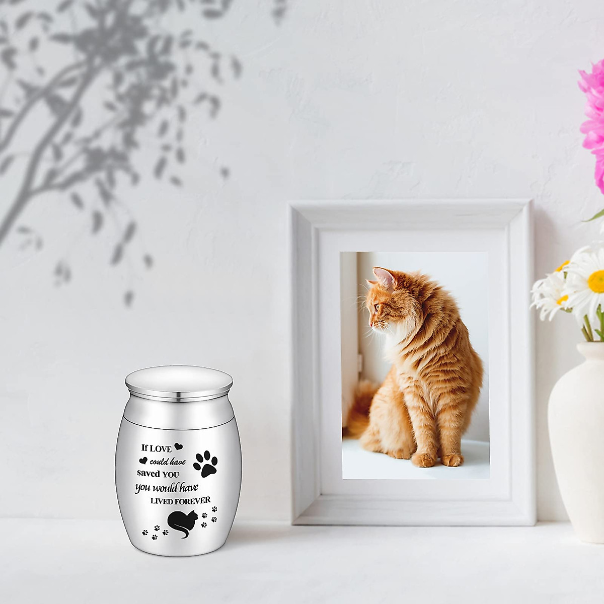 1.57 Inches Mini Small Cat Urn for Ashes Tiny Cremation Urn for Pet Ashes Mini Cat Paw Keepsake Urns Stainless Steel Small Ashes Urns Mini Small Urn for Cat Ashes Holder