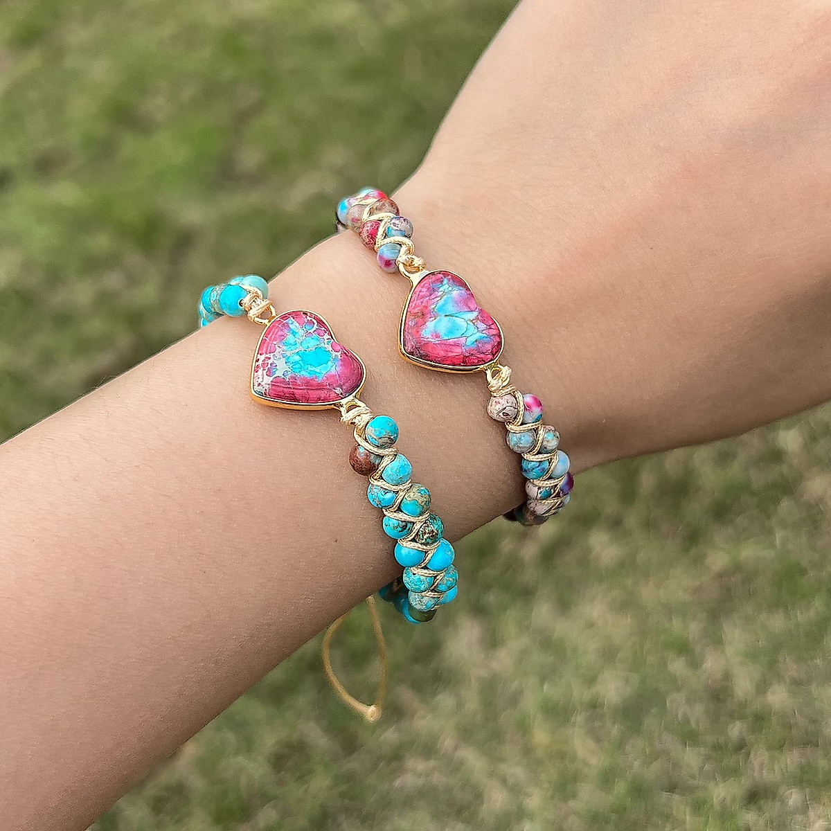 Tyniffer To My Granddaughter Bracelet form Grandma/Grandpa Love You Forever Bracelet Handmade Classic Natural Jasper Bracelet, Gift for Granddaughter Bracelet Jewelry (Red)