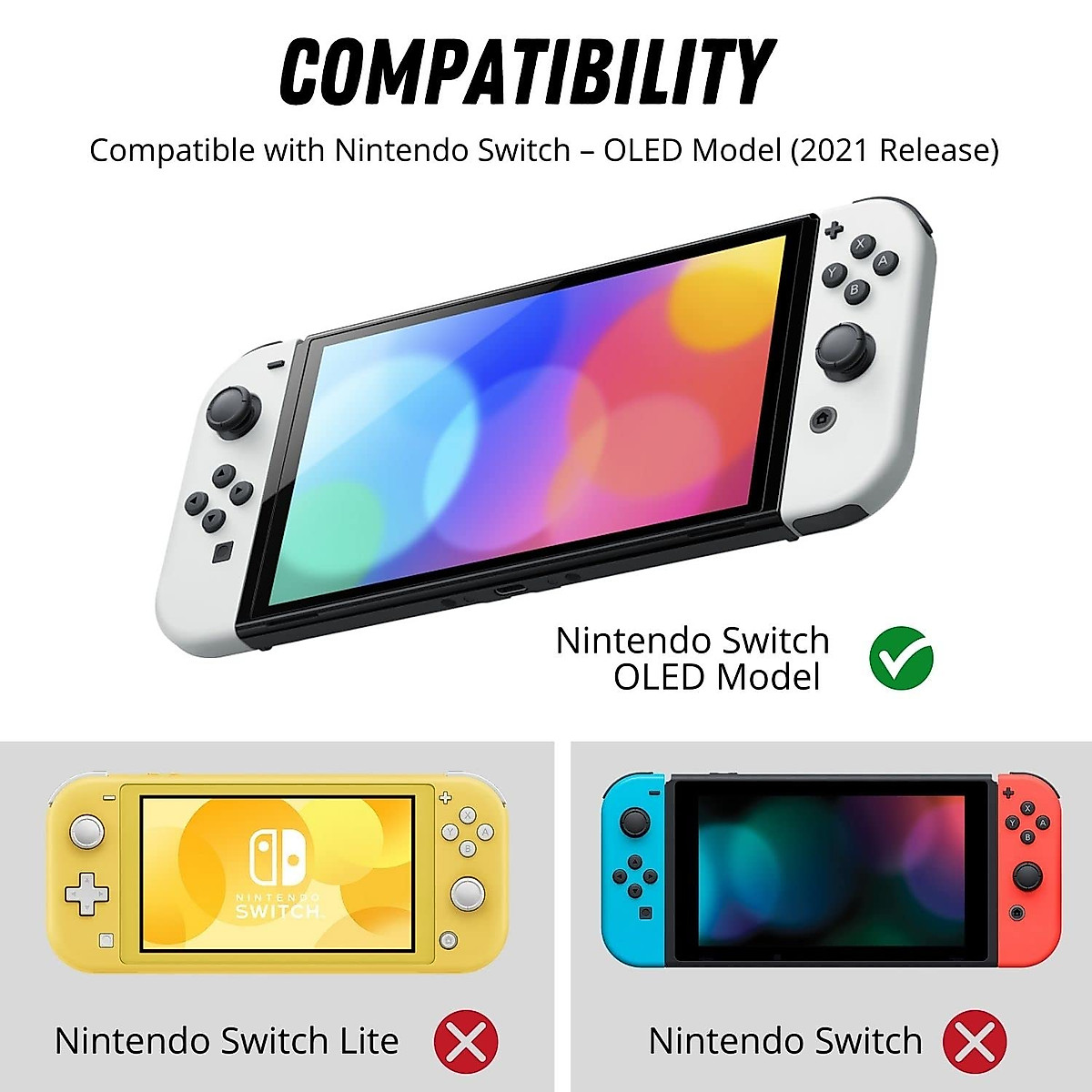 TNP Dockable Case for Nintendo Switch OLED Clear Case Protector - Transparent Oled Switch Skin Protective Grip Case with Screen Protector and 8 Thumb Caps for Nintendo Switch OLED Accessories 2021