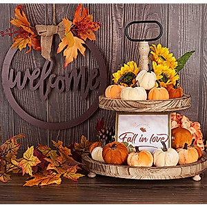 Diahom Pumpkin Decor 12pcs Artificial Fake Faux Velvet Foam Fabric Pumpkins Decoration for Fall Home Farmhouse Harvest Thanksgiving Decorative