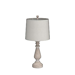 PORTRES 24.5" Mid Century Table Lamp Set of 2 for Living Room Farmhouse Linen Bedside Lamps for Bedroom Kids Room Dorm Office Rustic Lamps for End Table Nigntstand Resin