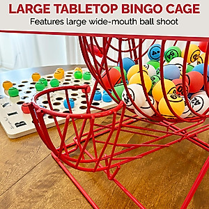 MR CHIPS Professional Bingo Game Set with Jumbo Cage, 1.57 Inch Double Sided Ping Pong Balls, Large Master Board for Adults, Kids, Seniors